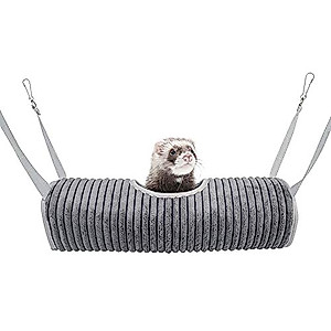 WOLEDOE Ferret Tunnel Hanging Hammock Bed, Small Animal Rats Squirrel Toy - Grey