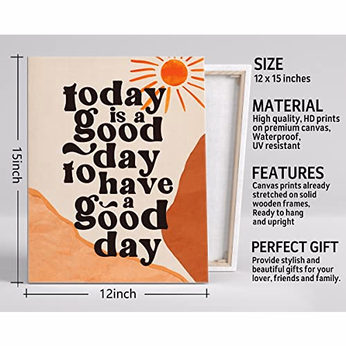 Today is A Good Day to Have A Good Day Canvas Wall Art, Boho Decor Inspirational Quote Canvas Prints Poster Wall Art, Canvas Wall Art for Home Decor, Motivational Quote Home Office Size 12x15