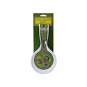Celtic Peacock Ireland Spoon Rest With A Coloured Trinity Irish Design