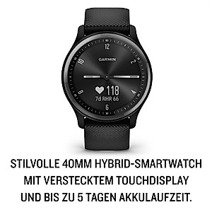 Garmin vivomove Sport, Hybrid Smartwatch, Health and Wellness Features, Touchscreen, Black