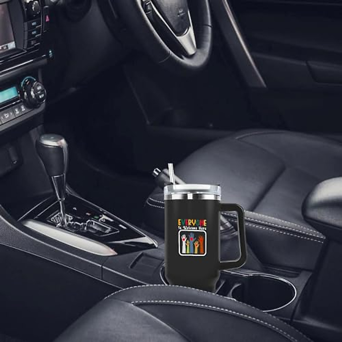 liabiliies 40 oz Tumbler with Handle and Straw Everyone is Welcome Here Tumbler Personalized Tumblers with Lid and Straw Insulated Tumbler Stainless Steel Tumblers Funny Gifts