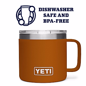 YETI Rambler 14 oz Mug, Stainless Steel, Vacuum Insulated with Standard Lid, Clay