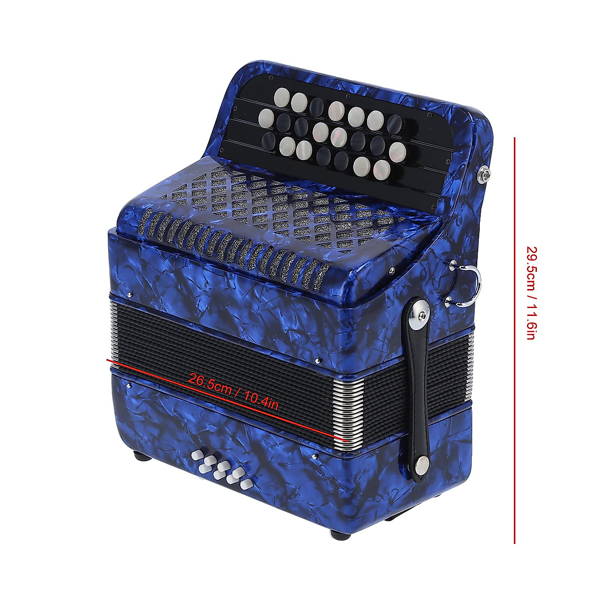 22 Key 8 Bass Accordion, Accordian Professional Kids Accordion Toy Accordion Button Accordian for Kids Adults Beginners Students for Performance Banquet, Party(Navy blue, blue)