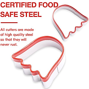 COOKIEQUE 2-Piece Halloween Ghost Cookie Cutter, Food-Grade Stainless Steel Sandwich Cutters, Biscuit Cutter set, Holiday Cookie Cutters, Unique Design with Protective Red Top PVC
