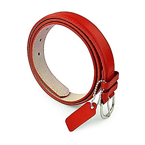 Belle Donne Womens Dress Belt, Red belt for women, Silver Polished Buckle Red Medium