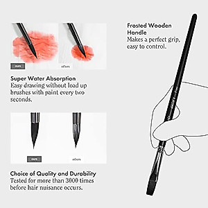 ARTIFY 12 Pieces Watercolor Paint Brushes, Intermediate Series, Synthetic Nylon Brushes for Watercolor, Acrylic, Gouache & Oil Painting, Includes Round, Flat, Cat's Tongue