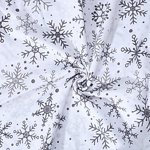 EnvioHome Flannel Sheets Full - 100% Cotton Soft Heavyweight Double Brushed Anti-Pill Flannel Sheets Full Size Bed, 4 Pcs - 16" Deep Pocket Full Size Bed Sheets X2 Side Pockets (Full, Grey Snowflakes)