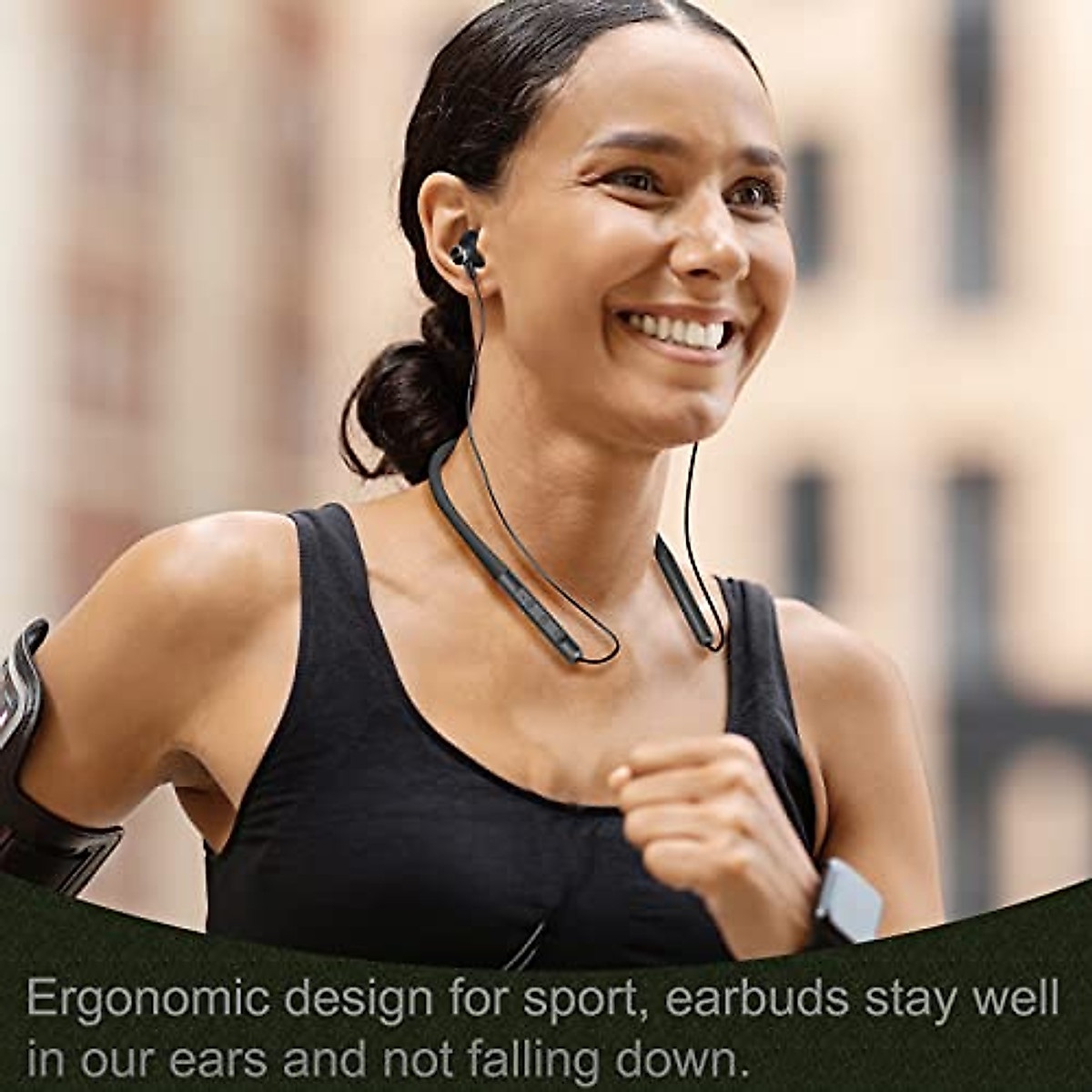 ZXQ Q2 Wireless Neckband Bluetooth Headphones, Neckband Earbuds with Magnetic, Sport Earphones with Microphone, Upgrade 15 Hours Playtime,USB Type C Charge, with Carry Case Ear Hook (Black)