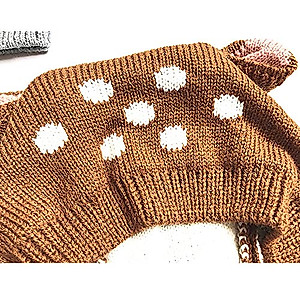 XYX Toddlers Baby Girls and Boys Fleece Lined Crochet Earflap Hats Newborn Kids Cute Beanie Cap Winter Soft Warm Knit Caps (Click A hat - Brown)