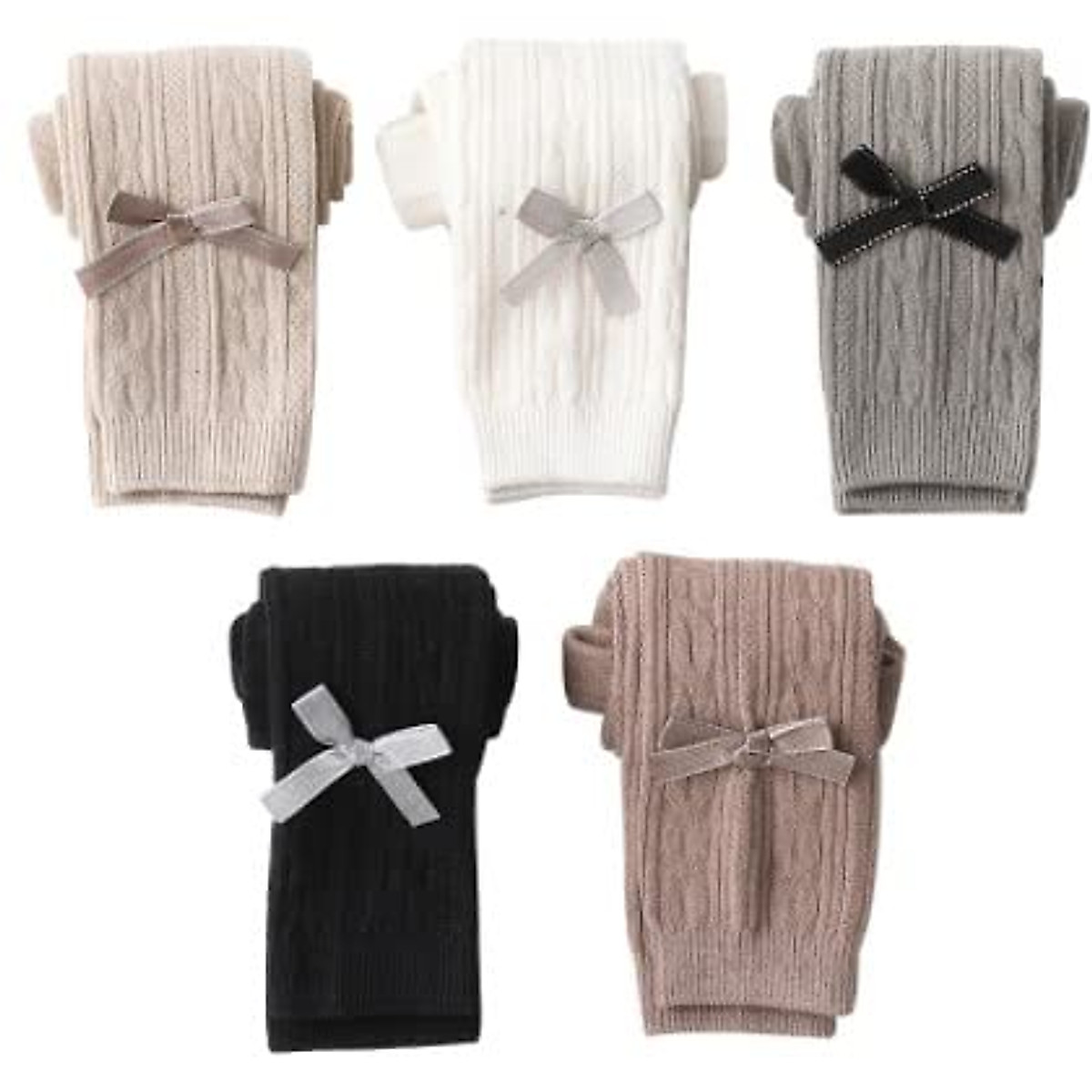 Baby Toddler Girls Cable knit Tights with Bows Cute Cotton Footless Leggings Pants Stocking Panties 2-48Years Kids