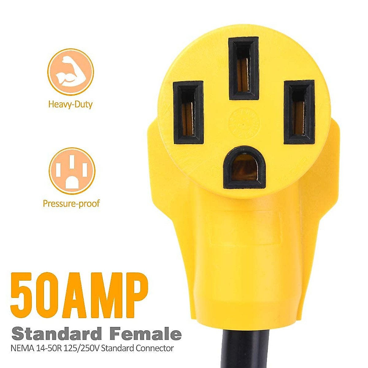 Snowy Fox Bundle RV 50 Amp Male Replacement Plug with 18 Inch RV Generator Adapter with Grip Handle