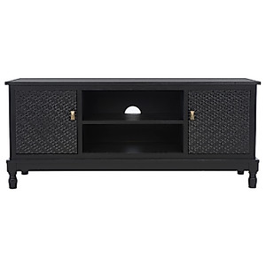 Safavieh Home Collection Halton Black 2-Door 1-Shelf Entertainment Stand up to 55" Flatscreen TV Media Unit