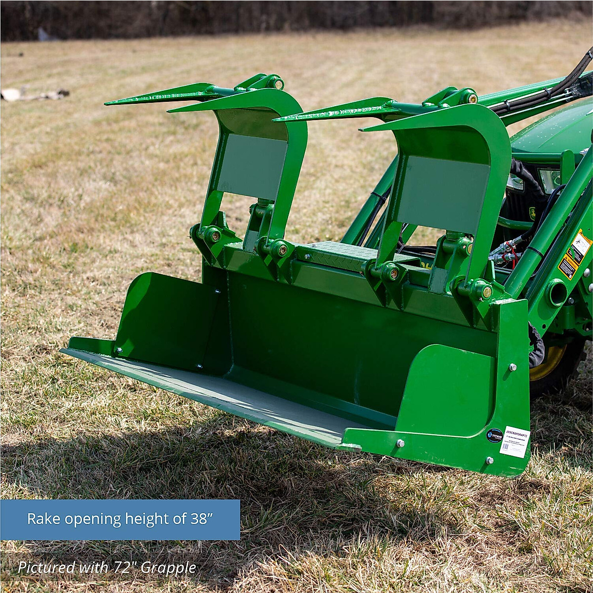 Titan Attachments 60" Debris Grapple Bucket Attachment Fits John Deere Loaders, Hook and Pin Connection