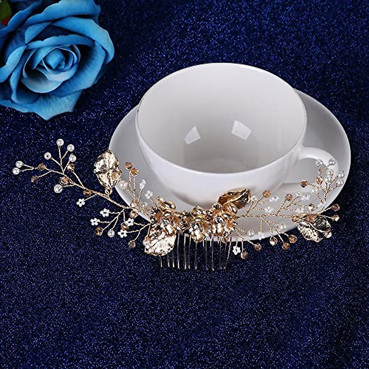 maxgoods Bridesmaid Hairpins Women Girls Headpieces Crystal Peals Hair Accessories Handmade Hair Ornaments(M)