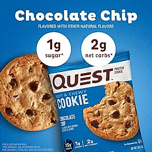 Quest Nutrition Chocolate Chip Protein Cookie; Keto Friendly; High Protein; Low Carb; 12 Count