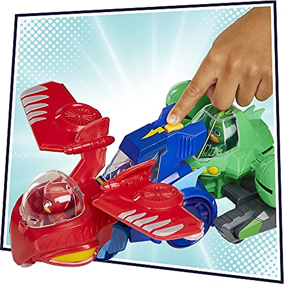 PJ Masks 3-in-1 Combiner Jet Preschool Toy, Toy Set with 3 Connecting Cars and 3 Action Figures for Kids Ages 3 and Up