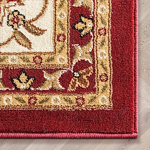 Well Woven Barclay Collection Sarouk Red 2x4 Accent Doormat- for Entryways, Kitchen