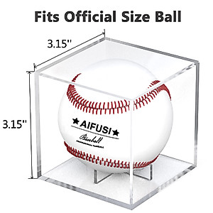 Baseball Display Case, UV Protected Acrylic Cube Baseball Holder Square Clear Box Memorabilia Display & Storage Sports Official Baseball Display Case - Autograph Display - Fits Official Size Ball