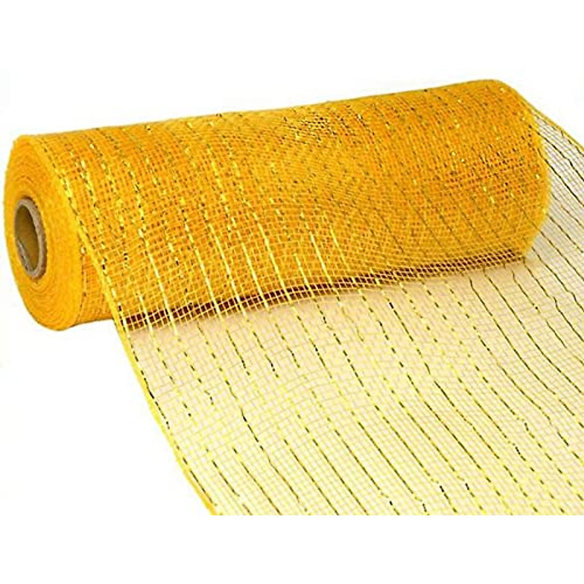 10 inch x 30 feet Deco Poly Mesh Ribbon (Metallic Gold with Gold Foil) : RE130153