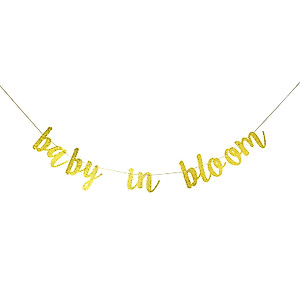 StarsGarden Gold Glitter Baby in Bloom Banner,Welcome Baby Bunting Garlands, Baby ShowerParty Decorations Supplies, blue