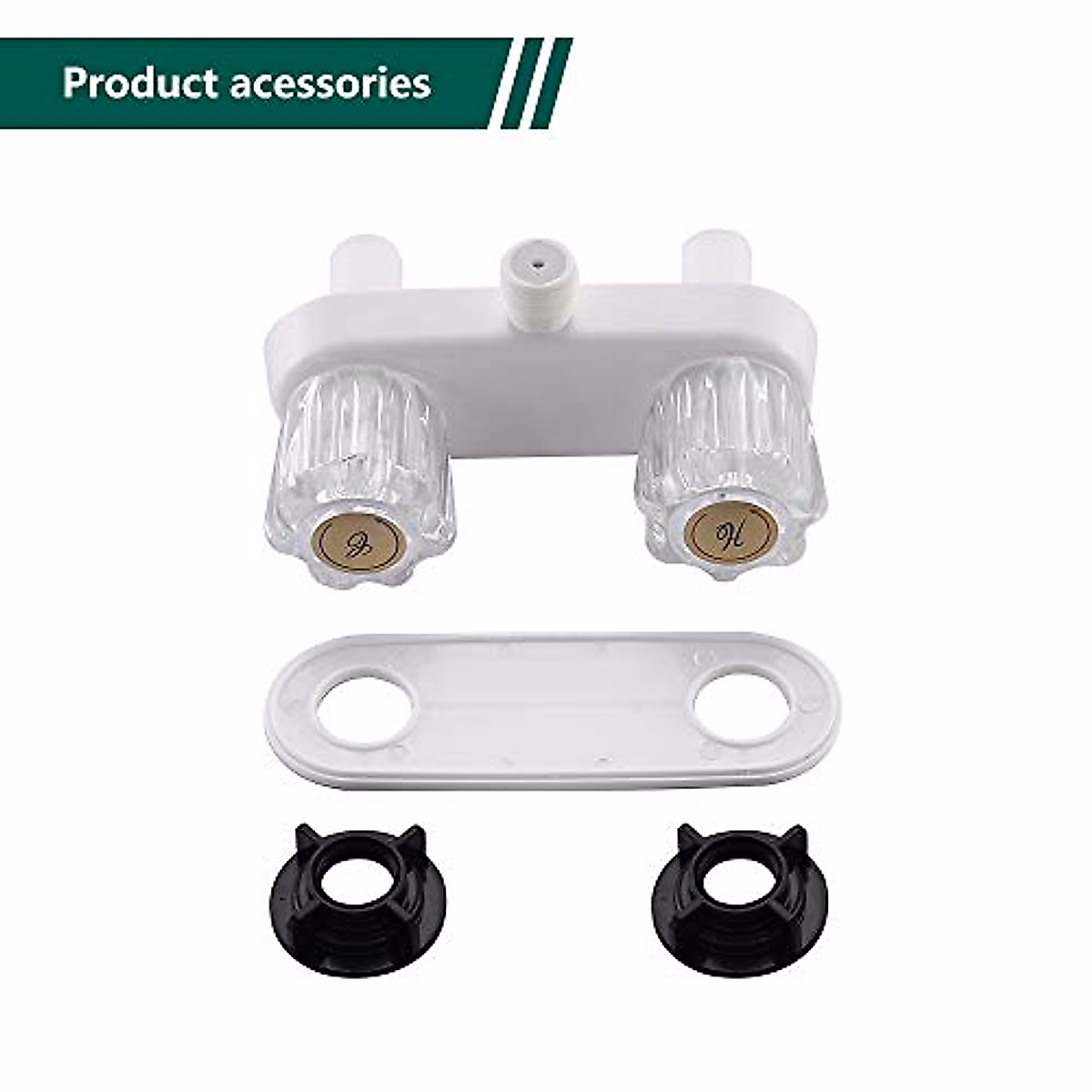 AiHom Motorhome ABS Dual-Handle RV Shower Faucet Valve Diverter with Crystal Acrylic Knobs, White Finish