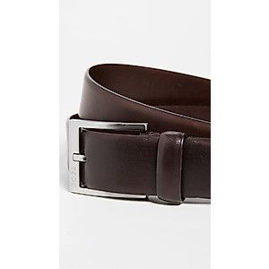 BOSS Men's Smooth Leather Dress Belt, Dark Brown, one Size