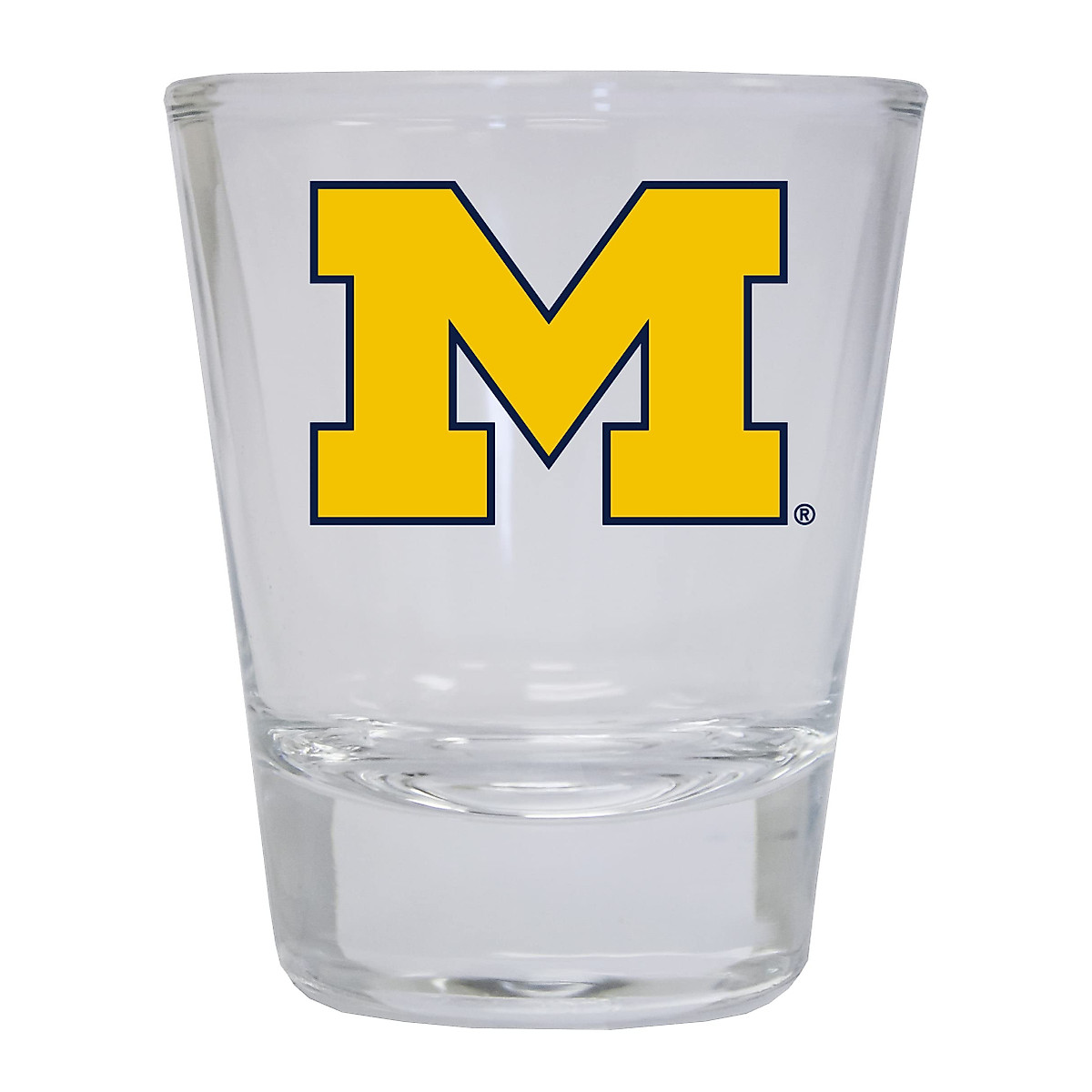 R and R Imports Michigan Wolverines Round Shot Glass 4-Pack Officially Licensed Collegiate Product