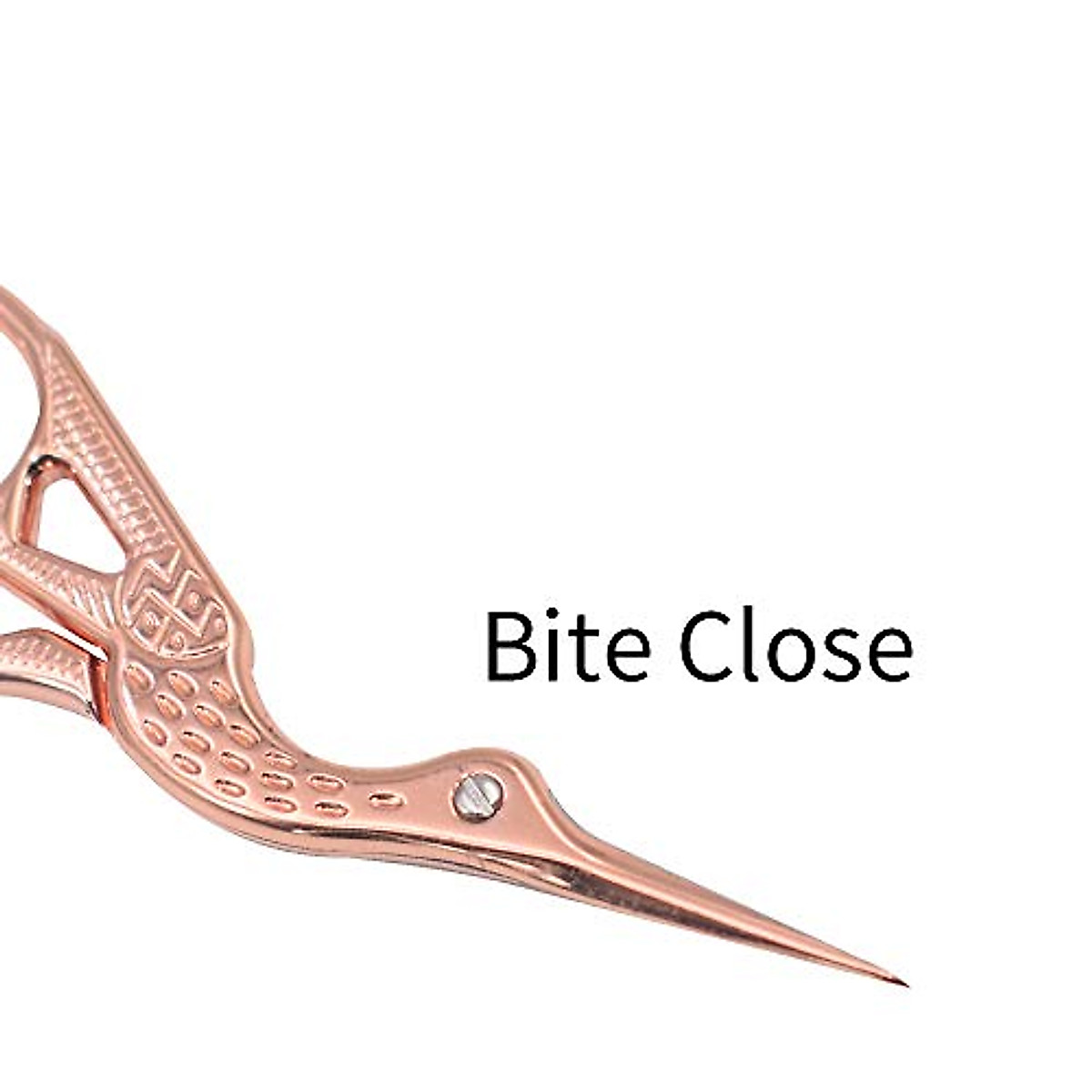 YESTOO Stork Scissors, Professional Stainless Steel Beauty Grooming Scissors for Eyebrow, Facial Hair, Dry Skin, Nose Hair(Rose Gold)