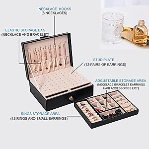 Zumier Jewelry Box for Women,Jewelry Organizer with PU Leather for Ring,Necklace, Earring Organizer Box for Birthday Christmas Valentine Gifts-Black
