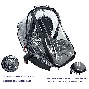 Baby Car Seat Rain Cover Universal Weather Shield Waterproof,Easy Access Zipper,Side Ventilation,EVA Material,Newborn Infant Child Travel Accessories