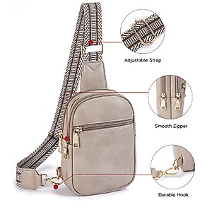 Telena Small Sling Bag for Women Vegan Leather Fashionable Fanny Pack Crossbody Bags for Women Chest Bag for Travel Cloud Grey