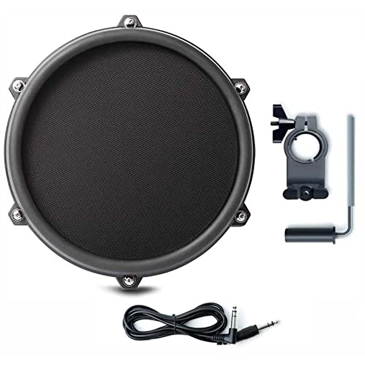 Alesis Nitro 8 Inch Single-Zone Mesh Tom Pad with Clamp and Silverline Audio 10ft Trigger Cable Bundle