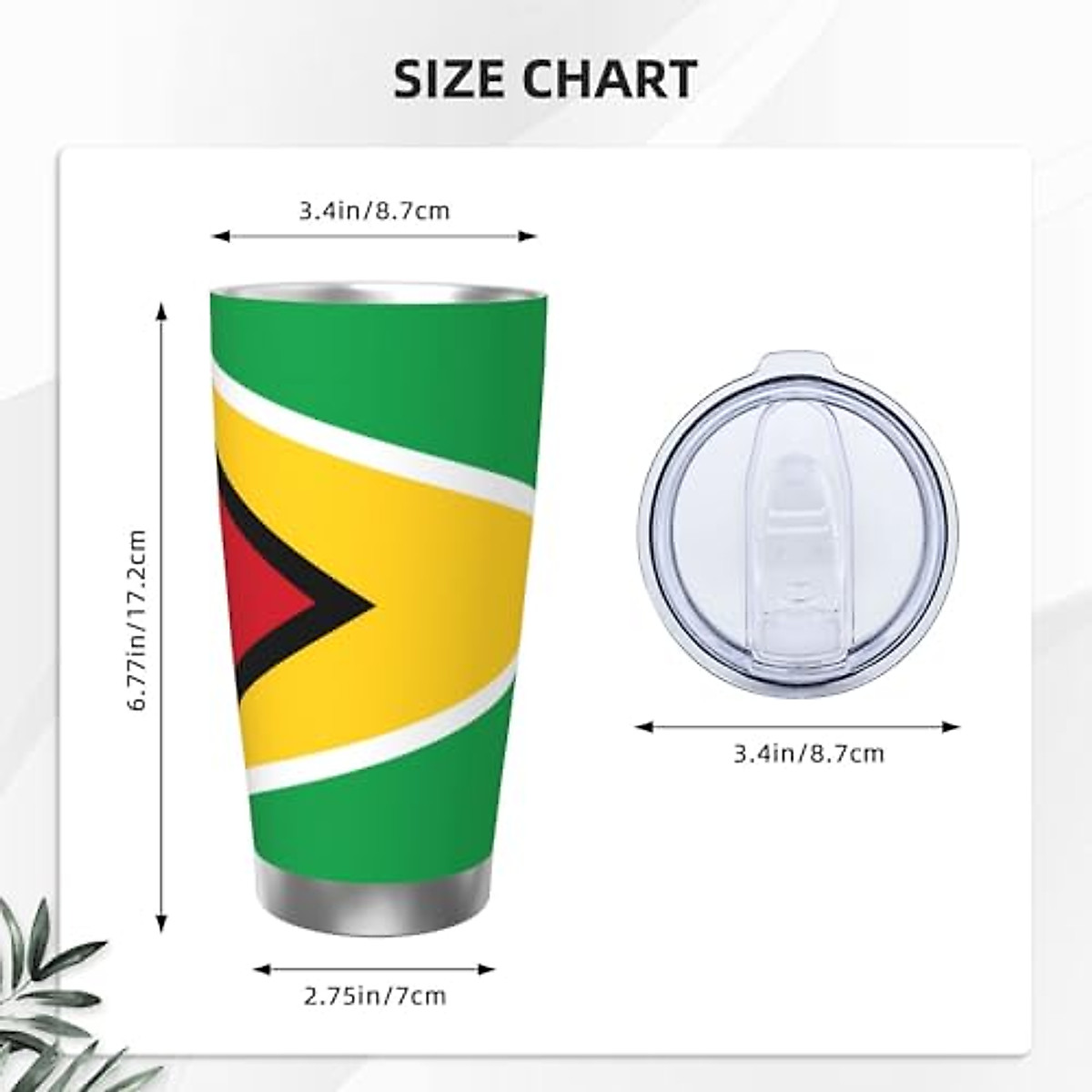 WXZYFP Car cup (single silver rim), can use a straw or drink directly, easy to use.Flag of Guyana