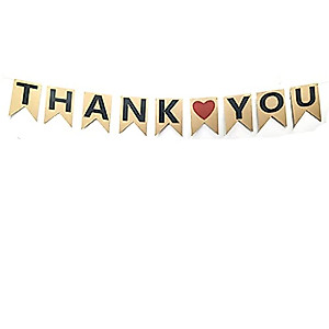 Thank You Banner Kraft Paper Pre-Strung Thanksgiving Wedding Birthday Engagement Bridal Shower Decorations Supplies Hanging Sign Photo Booth Props