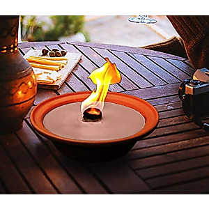 Hyoola 5 Hour Outdoor Firebowl Candle - Unscented Large Flame Wick in Terra Cotta Bowl - Insect and Mosquito Repellent Effect - for Table, Patio, Yard, Camping, Outdoors - Peach.
