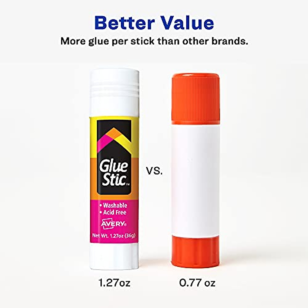 Avery Glue Stic, White, Washable, Non-Toxic, 1.27oz, 6 Glue Sticks, 2-Pack, 12 Total (10221)