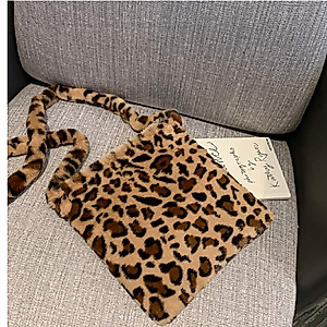 BABABA Plush bag women's bag new leopard single shoulder bag leisure large capacity wool straddle bag
