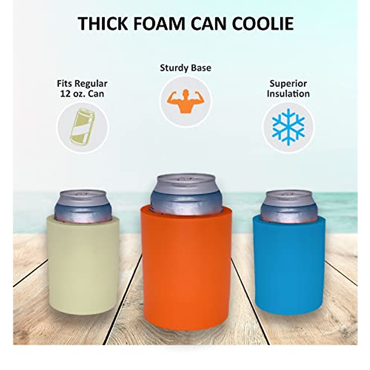 Blank Thick Foam Old School Can Cooler (2 Pack, Black)