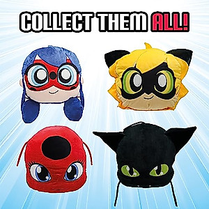 Miraculous Ladybug - Huggie Hideaway Tikki, 16.5-inch Red Plush Pillow, Super Cute Soft Stuffed Toy for Kids with Large Zipper Secret Pocket in The Back (Wyncor)