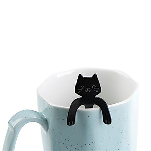 4 Pcs/Set Coffee Spoon Mini Cat Hugging Kitty Spoon,Tea Soup Sugar Dessert Appetizer Seasoning Bistro Spoon,Hanging Cup Spoon by OBANGONG