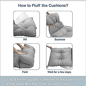 LVTXIII Outdoor Seat/Back Chair Cushion Patio Tufted High Back Cushion, Seasonal Replacement Rocking Chair Cushion with Ties (22” W x 20D”, Set of 2, Geomentry Navy)