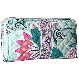 Vera Bradley Iconic RFID Accordion Wristlet Mint Flowers One Size