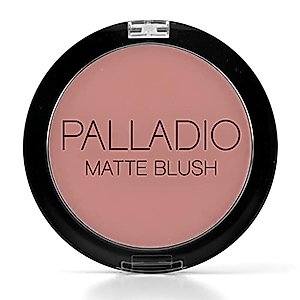 Palladio Matte Blush, Brushes onto Cheeks Smoothly, Soft Matte Look and Even Finish, Flawless Velvety Coverage, Effortless Blending Makeup, Flatters the Face, Convenient Compact, Peach Ice