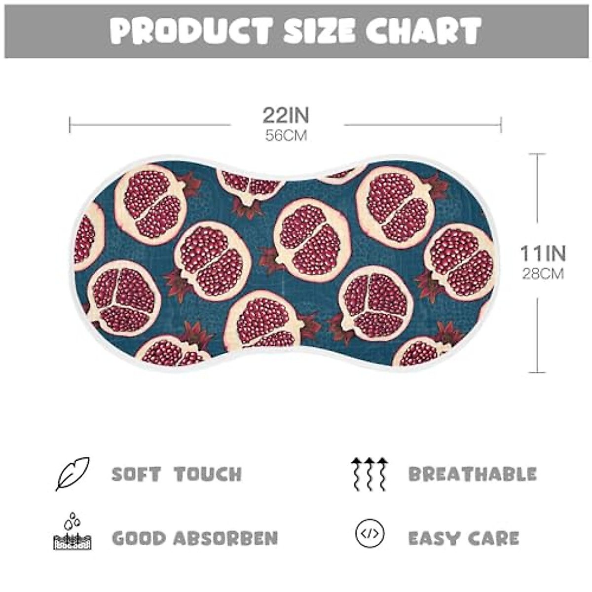 vvfelixl Baby Burp Cloths Pomegranarte Fruit Baby Newborn Cotton Burping Cloths Set Baby Washcloths 4 Pack Blue