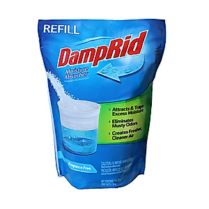 DampRid Fragrance Free Moisture Absorber, 42 oz. Refill Bag, White, 3 Count