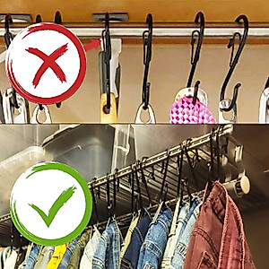 7 Pack S Hooks for Hanging with Safety Buckle, 5 inch Heavy Duty Vinyl Coated S Closet Hooks for Hanging Plants, Bags, Kitchen Utensils, Cups, Pots (Black)