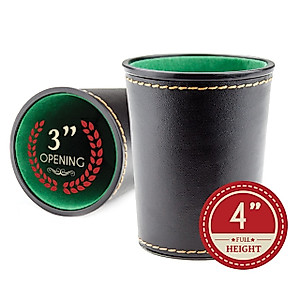Brybelly Felt-Lined Synthetic Leather Dice Cup 4x3x3 in