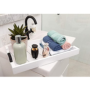 Bamboo Land- Large Wooden Serving Tray, 20”X12’’, White, Bamboo Tray, Bamboo Serving Tray, Wooden Trays for Food, Bed Tray Decor, Drink Tray, Serving Tray Wood, Wooden Tray with Handles