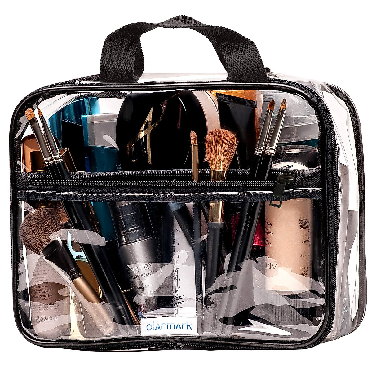 Clear Toiletry Bag - PVC Makeup Bag - Large Transparent Cosmetic Travel Case - See Through Packing Cube with Handle - Clear Bag with Zipper - Plastic Storage Pouch for Women