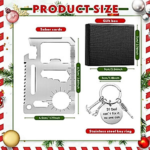 Yinkin Dad Keychain Key Rings Dad Gifts Stocking Stuffers for Men Multitool Credit Card Father's Day Gift Multi Functional Tool Stainless Steel Wallet Bottle Opener